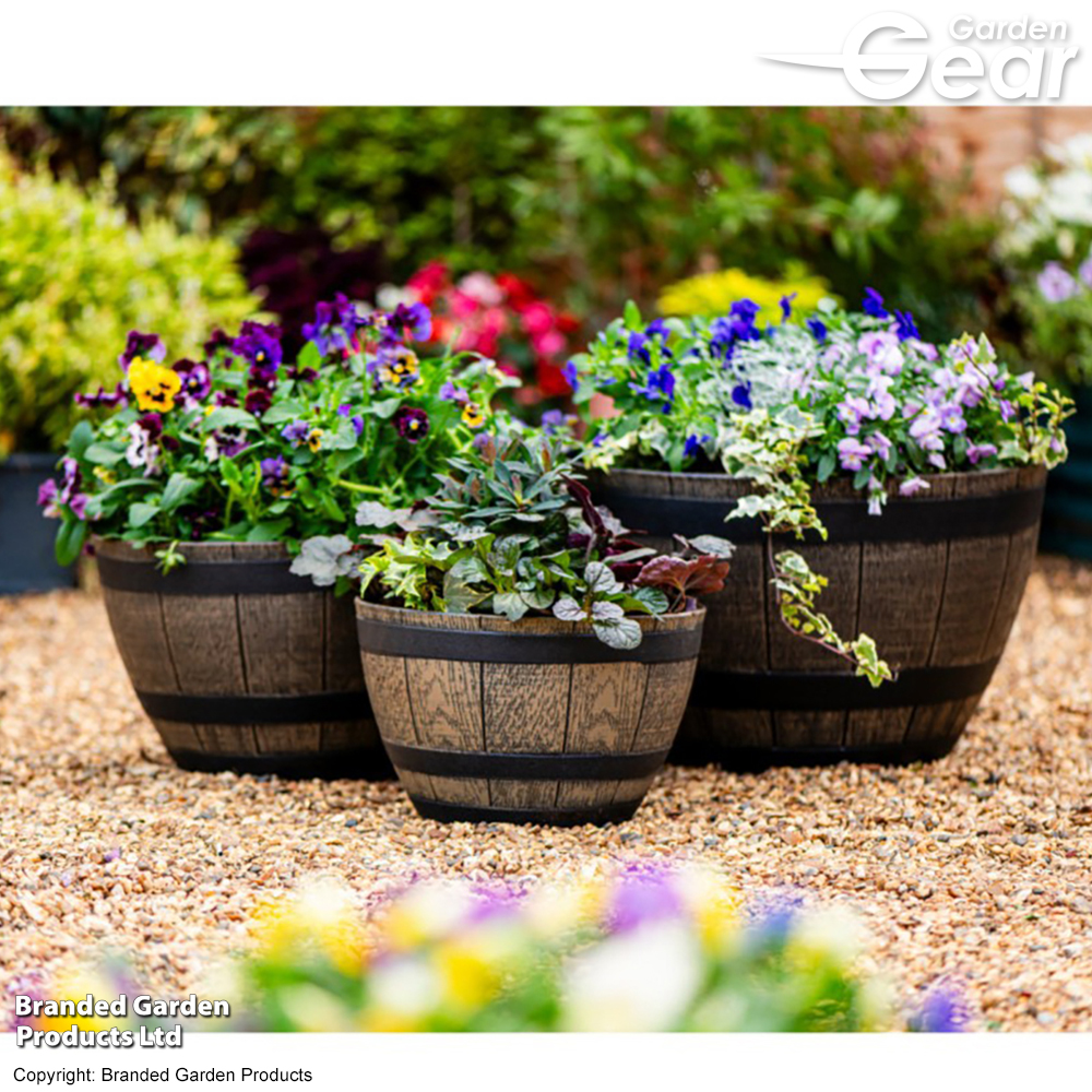 Garden Gear - Curved Wooden Barrel Effect Planter